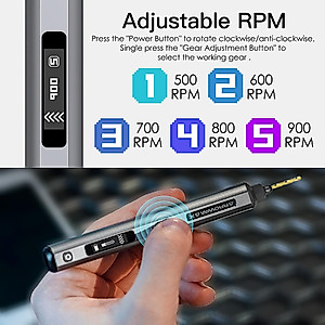 AM ARROWMAX Electric Mini Drill Pen, 5-Speed, 10 Small Drill Bits with Aluminium Box, LED Lights, OLED Display, Resin Drill Set For Jewelry Making, Plastic, Wood (SDS)