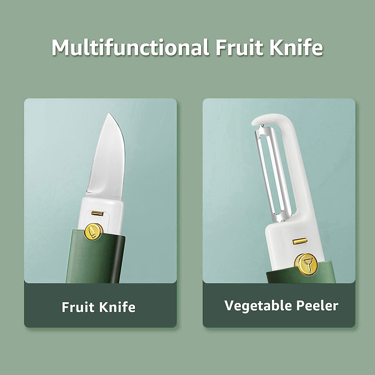 YONOVO Travel Pocket Paring Knife Fruit Knife Peeling Vegetable Peeler Multi Function Small Portable Stainless Steel Pocket Knife for Travel, Camping, Kitchen