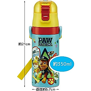 Skater SKDC3-A Children's 2-Way Stainless Steel Kids Water Bottle with Cup, 11.8 fl oz (350 ml), Paw Patrol Boys