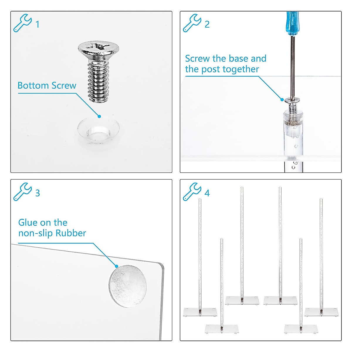 VREASK Acrylic Donut Stands 6 PCS - Clear Bubble Bagel Holder Display,Reusable Doughnut Pretzel Tower for Dessert Table,Birthday Party,Wedding Bar with Built-in Copper Nut