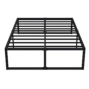 Richwanone 18 inch Full Bed Frame Metal Platform Mattress Foundation with Steel Slat Support, No Box Spring Needed, Easy Assembly, Black