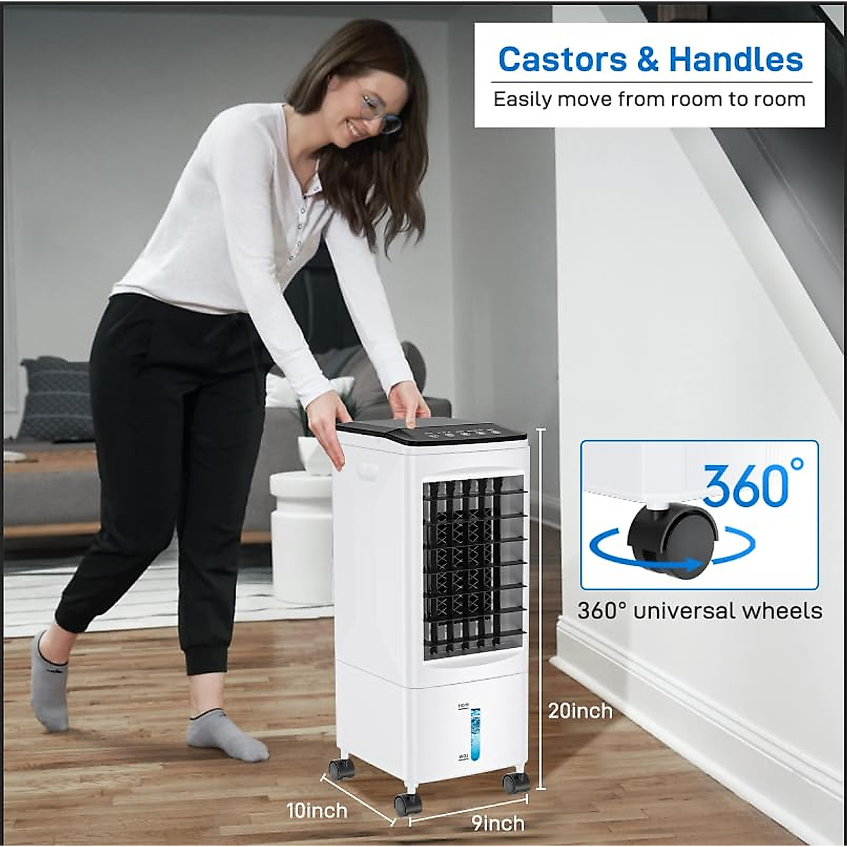 Portable Air Conditioners, 3-IN-1 Windowless Air Conditioner, Evaporative Air Cooler Kitchen Volume AC, Fast Cooling Large Air Conditioner for Room, Remote/3 Speed/7H Timer/1.45 Gallon/3 Ice Packfan-2