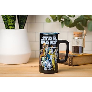 Silver Buffalo Star Wars Group Shot Double Wall Stainless Steel Coffee Mug with Handle, 15 Ounces