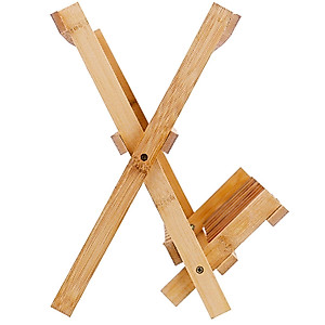 Lawei Collapsible Bamboo Dish Drying Rack - Plate Holder Dish Rack Cup Drying Strainer for Dish, Plate, Bowls, Cup