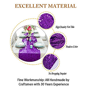 ShiDianYi 12''x72'' Sequin Table Runner Sparkly Metallic Sequin Runner for Wedding Party Dinner Reception, Event Bridalwedding Runner, Birthday Party, Dinner Party, Shower Ready to Ship! (1, Purple)