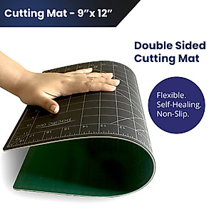 Pacific Arc Double Sided Self Healing Cutting Mat - Thick and Durable Vinyl Rotary Cutting Mat for Sewing & Scrapbook Paper Cutting Mat (09"x 12")