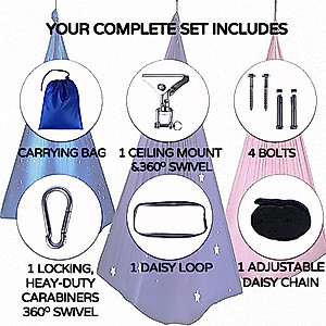 Sensory Swing for Kids Indoor & Outdoor Double Layer Therapy Cuddle Swing Hammock Chair with 360° Swivel Hanger Kit Adjustable Swing for Child and Adult with Aspergers Autism ADHD (Purple)