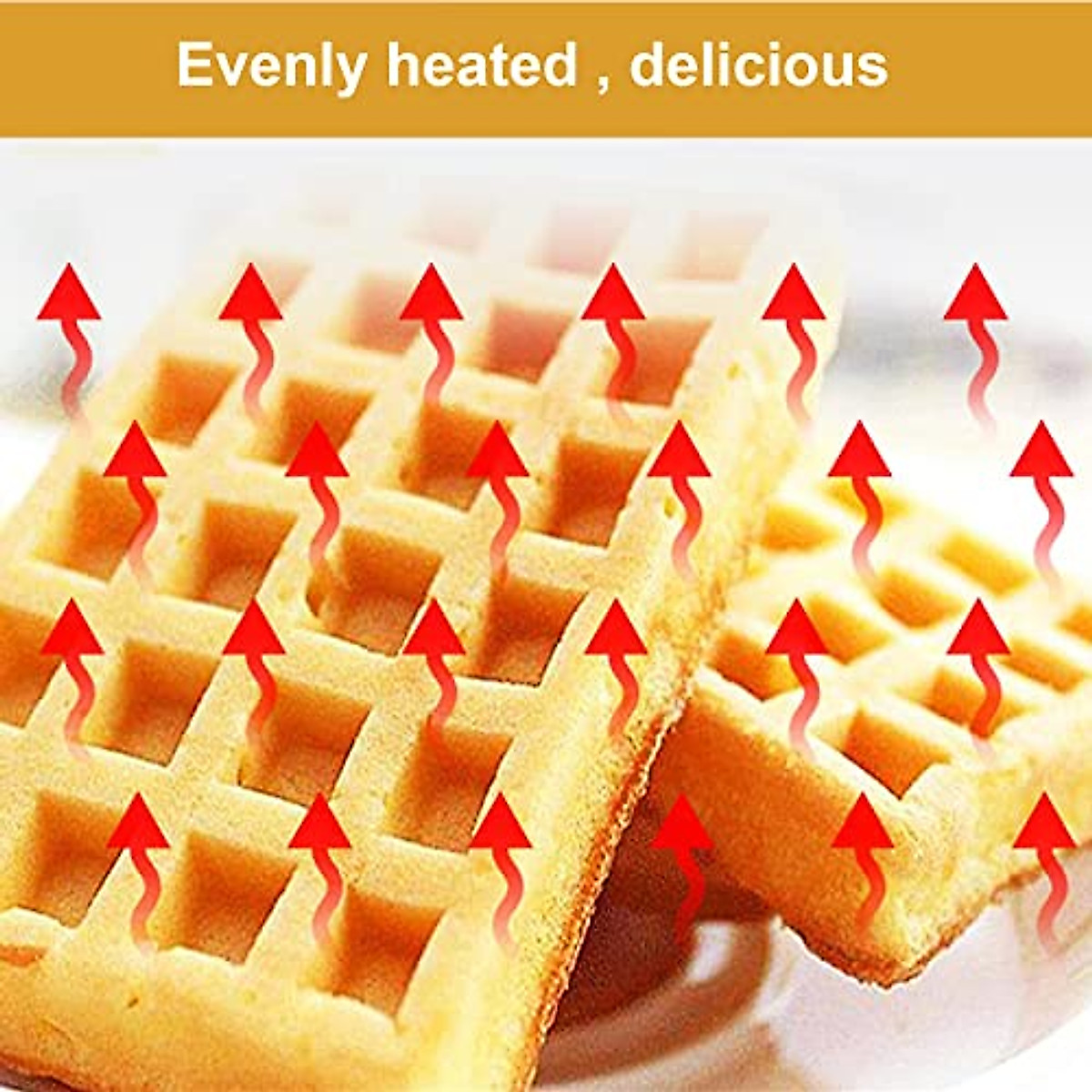 Waffle Maker, Commercial Stainless Steel Waffle Maker, Double Sided Heating, Non-Stick Plate/Easy To Clean, Adjustable Temperature (50~250°C), For Restaurant, Bakery,A