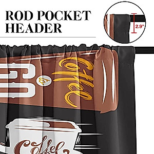 Tayney Yellow Kitchen Curtains Coffee Window Curtains and Valances Set 36 Inch, Brown Black Cute Short Tier Curtain for Kitchen, White Cartoon Cute Doodle Small Kitchen Decor