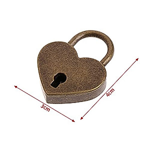 3Pcs Mini Bronze Antique Padlock Small Metal Heart Shaped Padlock Archaize Style Heart Shaped Lock Mini Lock with Key