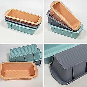 Anxbbo 3 Pack Silicone Bread Loaf Pans No-Stick Large Loaf Pan Set, Flexible Silicone Baking Molds for Bread, Cake, Meatloaf, BPA Free and Dishwasher Safe (3 Pack (9.8''L x 4.7''W x 2.7''H))