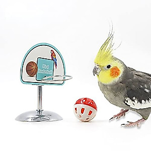 YANQIN Bird Toys, Bird Trick Tabletop Toys, Bird Training Basketball Stacking Color Ring Toys Sets with Screwed Base - Parrot Chew Ball Foraging Toys Developing Bird Intelligence (Medium)