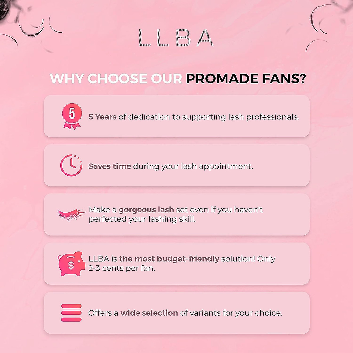 LLBA Promade Mix 750 Fans | Handmade Volume Eyelashes | Multi Selections From 5D To 12D | C CC D Curl | Thickness 0.03~0.1 mm | 9-18mm Length | Long Lasting | Easy Application 10D-0.03 D 13-14-15mm