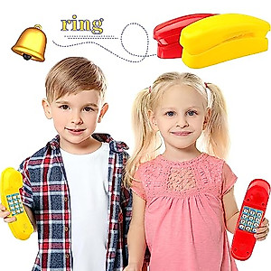 Haconba 2 Pack Swingset Phone Toys Playground Swing Set Telephone Plastic Pretend Play Telephone with Numeric Key for Kids Outdoor Playground Treehouse Accessories (Yellow, Red)