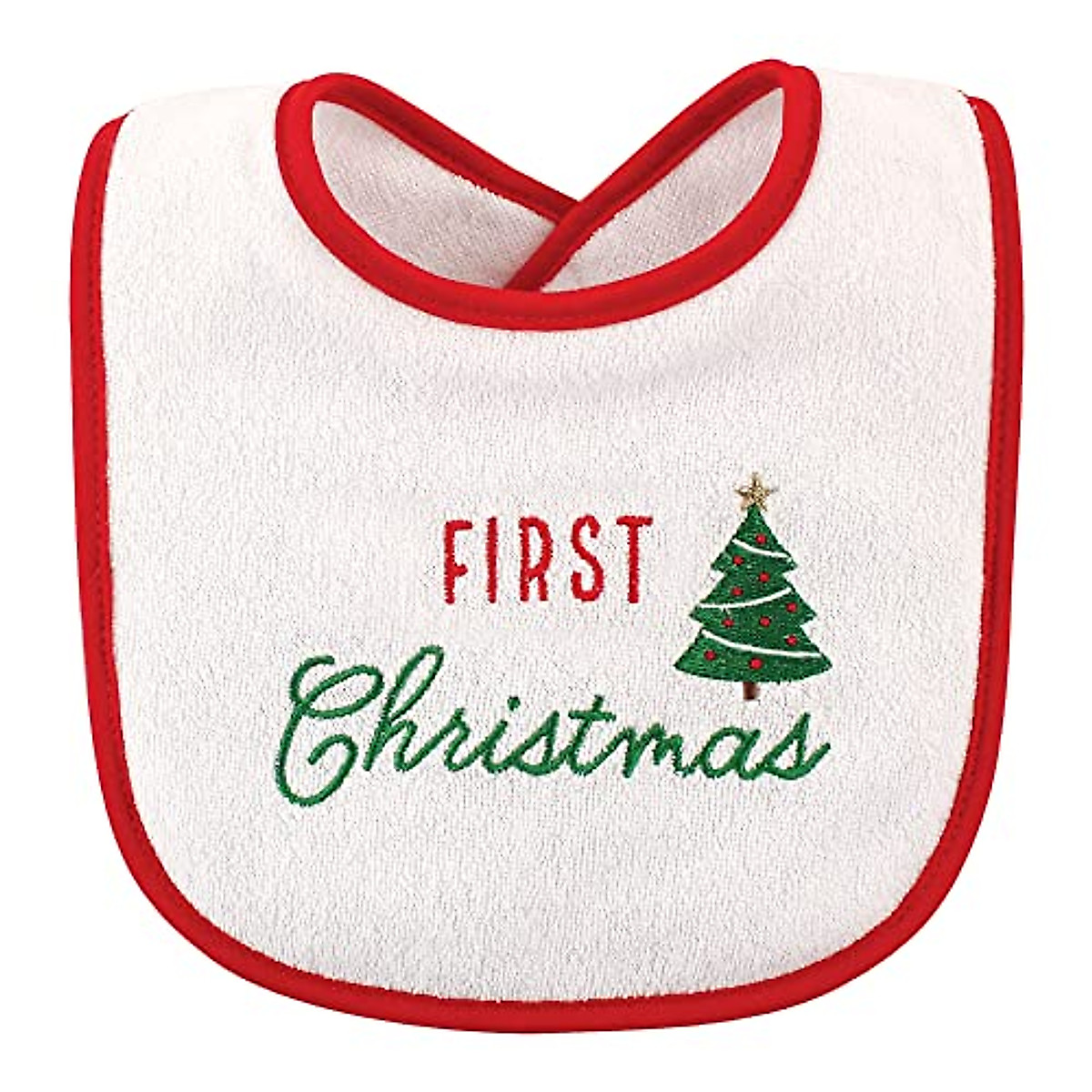 Hudson Baby Unisex Baby Cotton Terry Drooler Bibs with Fiber Filling, Neutral Holiday, One Size