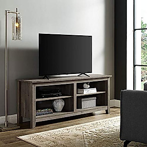 Walker Edison Wren Classic 4 Cubby TV Stand for TVs up to 65 Inches, 58 Inch, Grey Wash
