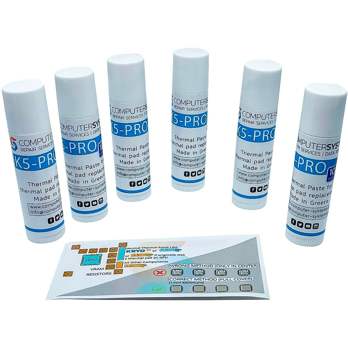 COMPUTERSYSTEMS REPAIR SERVICES DATA RECOVERY K5 PRO Viscous Thermal Paste for Thermal pad Replacement 60g 6X10g Pack (iPhone, Apple iMac, Sony PS4 & PS3, Xbox, Acer Aspire etc), CSGR
