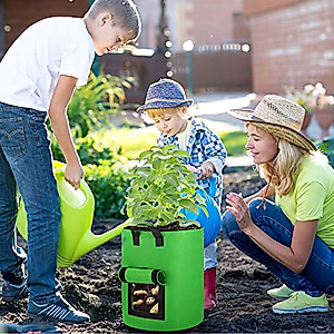 OPPOLIFE 6-Pack 10 Gallon Potato Grow Bags with Two Flap Windows, Heavy Duty Aeration Fabric Pots with Handles for Garden and Planting