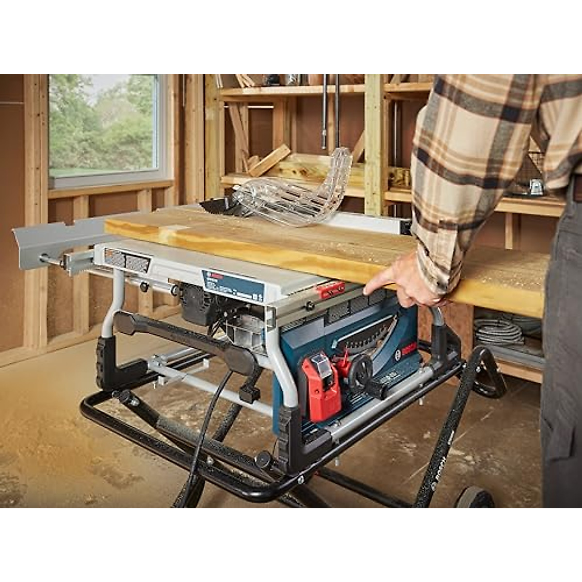BOSCH GTS15-10 10 Inch Portable Jobsite Table Saw with Gravity-Rise Wheeled Stand, 15 Amp, 32-1/8 Inch Rip Capacity, 4 HP