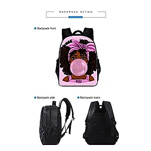 Children's Backpack-African Girl 3D Printed School Bag Set Childrens Backpacks With Shoulder Bag Pencil Bag Set 3pcs Set