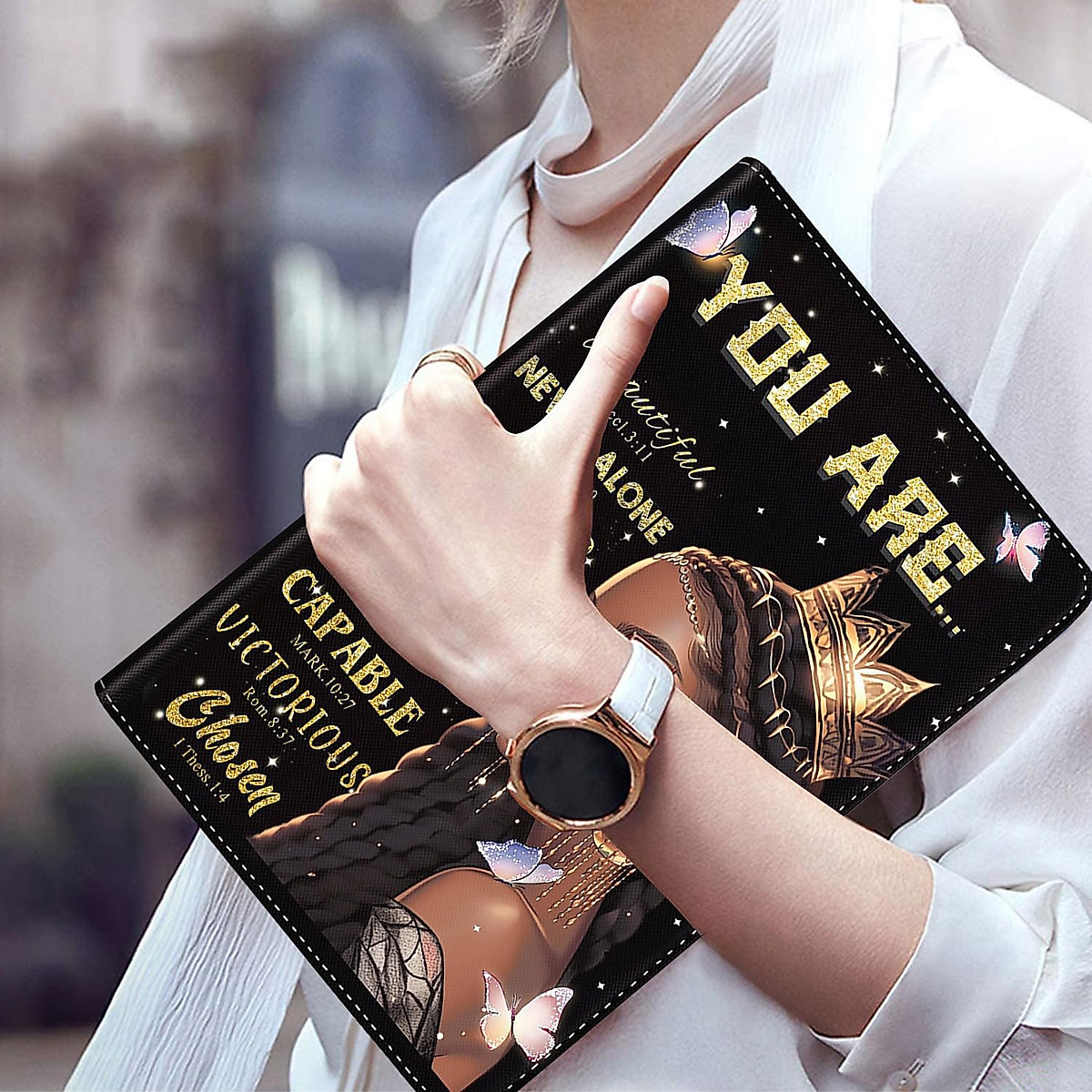 Case for iPad 10.2 9th / 8th / 7th Generation (2021/2020/2019 Model) 10.2 Inch, iPad Air 3 Case/10.5 Inch Pro,Smart Stand Cover Auto Sleep/Wake，African Americans Women Queen with Butterflies