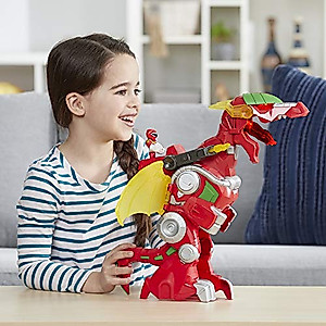 Playskool Heroes Power Rangers Red Ranger & Dragon Thunderzord, 3" Action Figure, 14" Zord, Lights & Sounds, Collectible Toys for Kids Ages 3 & Up