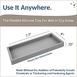 Spacewiser Countertop and Vanity Tray – Small 7.7" Silicone Soap Dispenser Tray, Shatterproof Flexible Bathroom Tray, Kitchen Sink Tray for Soap Bottles, Key Trinket Ring Tray, Original Silicone Tray