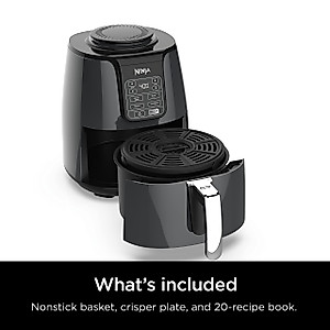 Ninja AF101 Air Fryer that Crisps, Roasts, Reheats, & Dehydrates, for Quick, Easy Meals, 4 Quart Capacity, & High Gloss Finish, Black/Grey