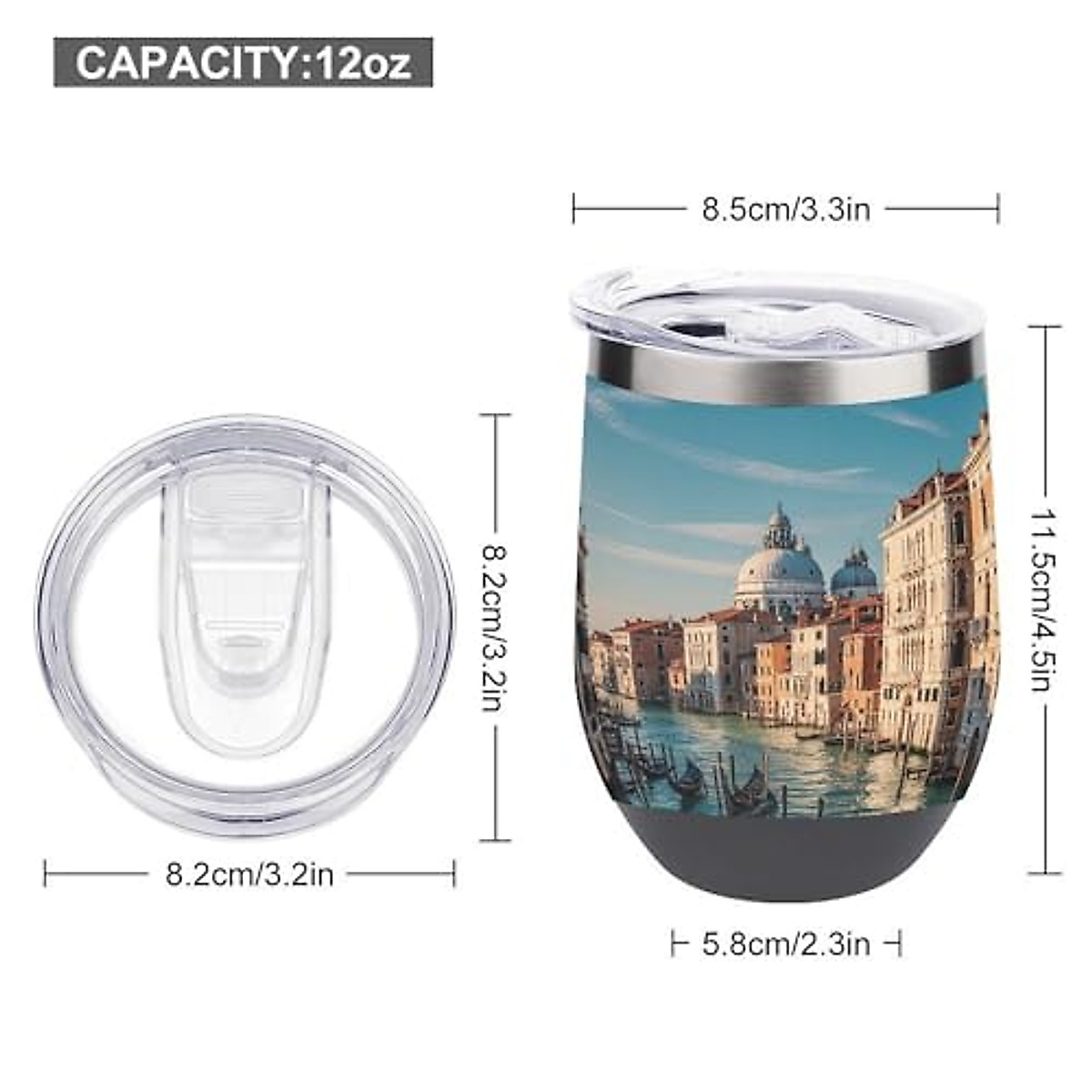 OPTKSNCU 304 Stainless Steel Insulated Cup with Lid, Venice View Print Durable, And Easy to Clean – Ideal for Home, Office, And Gift Giving