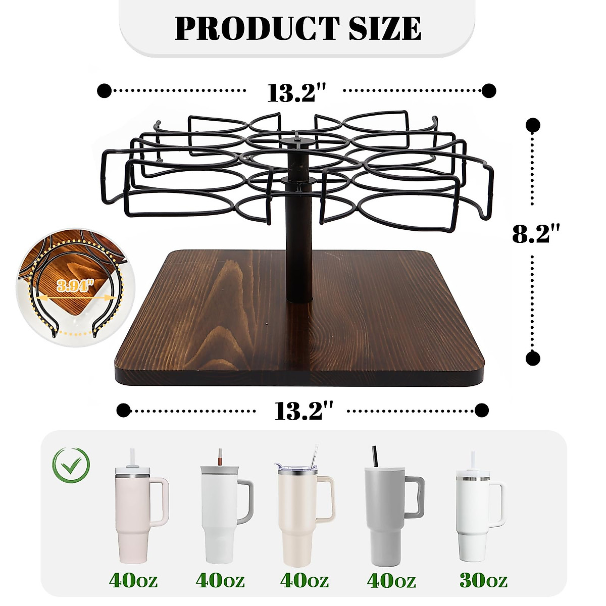 8 Slots Water Bottle Organizer for Stanley 40 & 30 oz Tumbler, Rotatable Stanley Cup Holder, Stanley Cup Organizer, Stanley Cup Accessories for Kitchen Cabinet, Ideal Gift