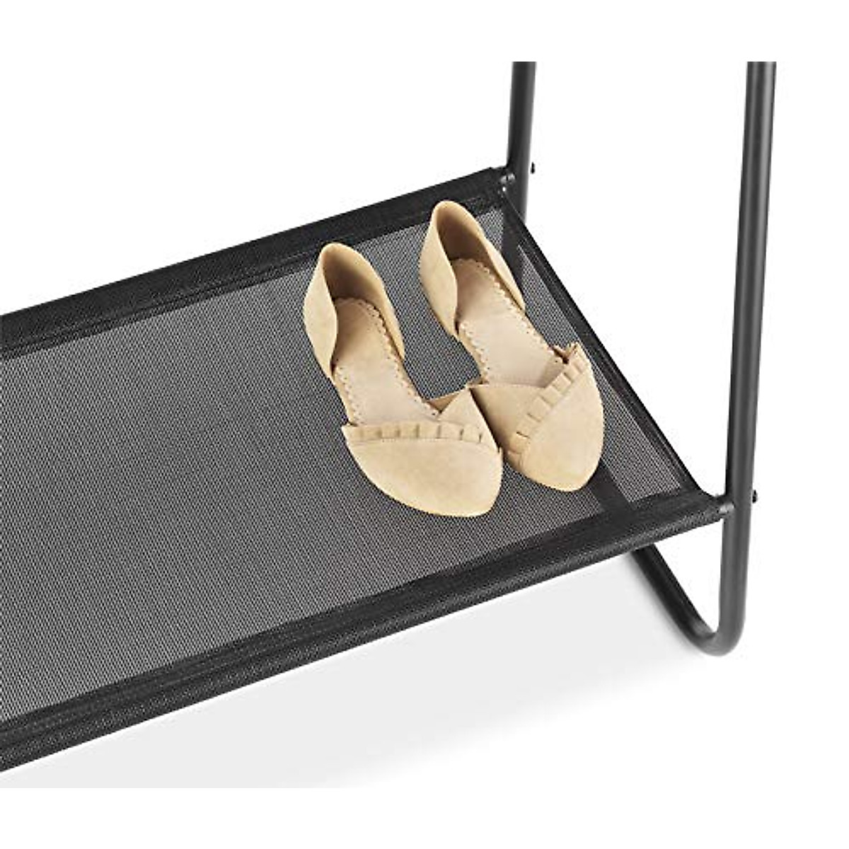 Whitmor Freestanding Wardrobe w/Fine Mesh Fabric Shelves for Portable Clothing Storage, Black