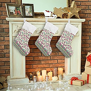 Kigai Christmas Stockings Bohemian Flowers Large Candy Stockings Stuffers Kids Cute Xmas Sock Decorations 1PC for Home Holiday Party 12" x18"