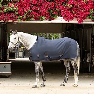 Equinavia Vind Lightweight Stable Blanket for Horses | No Fill Sheet with Wither Relief - Navy - 74 in