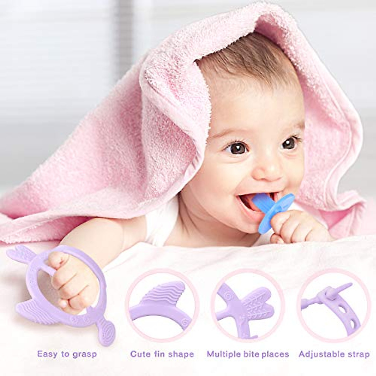 Odlila Baby Teething Toys Set Baby Teether Chew Toys Natural Organic Freezer Safe for Infants and Toddlers BPA-Free Teether Set for Boys & Girls