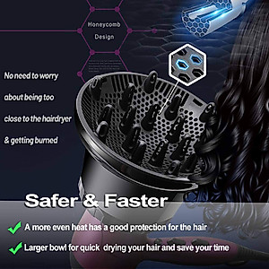 Universal Hair Diffuser, Hair Dryer Diffuser Attachment for Curly and Natural Wavy Hair, Professional Blow Dryer Diffuser, Adjustable from 1.4 Inch to 2.6 Inch