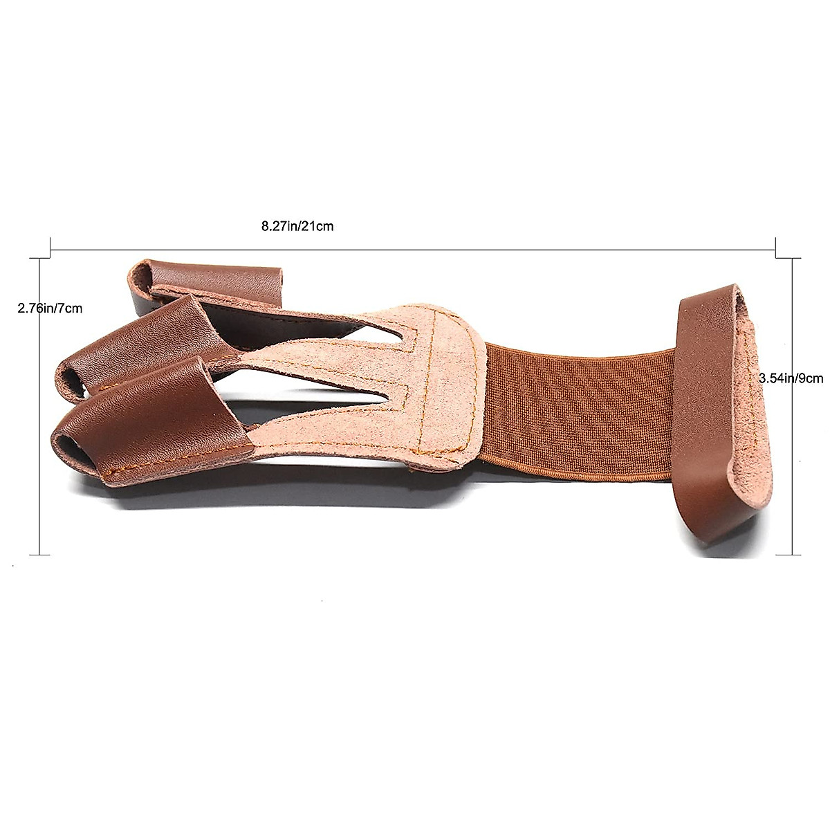 Windfulogo Leather Archery Hand Glove Finger Tab Hand Guard Protector Long Bow for Right Hand 3 Fingers Brown