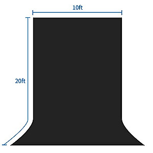 Hemmotop Black Backdrop Background 10 x 20ft Black Backdrop Screen for Photography Black Photo Backdrop Cloth for Photo Video Studio and Televison