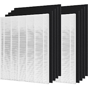 Hichoryer D480 True HEPA Replacement Filter D4, Compatible with Winix D480 Air Purifier, Compare to Winix D4 Filter, Item Number 1712-0100-00, 2 H13 True HEPA Filter & 8 Activated Carbon Filters