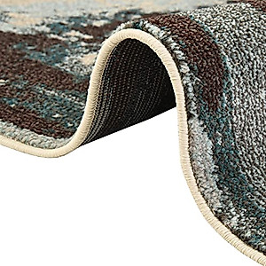 Unique Loom Estrella Collection Modern, Abstract, Watercolor, Contemporary Area Rug, 3 ft 3 in x 5 ft 3 in, Light Blue/Beige