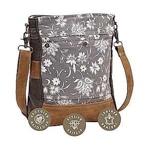 Myra Bag Blossom Print Upcycled Canvas & Leather Shoulder Bag S-1427
