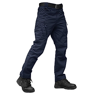 TACVASEN Military-Style Cargo Pants Waterproof Hiking Pants Men Breathable Combat Pants Shooting Pants Men Lightweight Water Resistant Pants Navy
