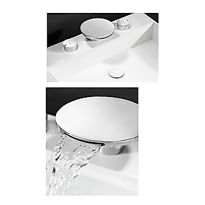 Bathtub Basin Faucet Waterfall Mounted On Bathtub Two-Handle Hot & Cold Bathtub Bathtub Faucet Mixer (Color: White Black Rose Gold) 3 Holes,Kitchen Sink Faucet