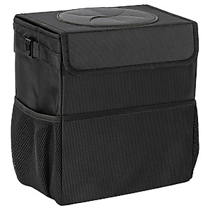 Ryhpez Car Trash Can with Lid - Car Trash Bag Hanging with Storage Pockets, Leak-Proof Collapsible Garbage Bin for Car(3.2 Gallon/12L)