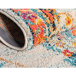 Unique Loom Penrose Collection Area Rug - Alexis (5' 1" x 8' Rectangle, Ivory/ Blue)