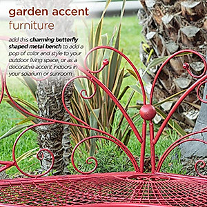 Alpine Corporation BAZ400RD Alpine Butterfly Metal Two People Outdoor Bench, 62" L x 26" W x 38" H, Red