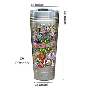 Catstudio 12 Days Of Christmas Thermal Tumbler | Triple Wall Insulation With Non Slip Bottom | Great Holiday and Christmas Travel Cup for Water, Coffee, Tea, or Smoothies