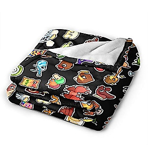 AGALWO Games Cute Bugsnax Blanket Soft Flannel Warm Fuzzy Blanket for Couch Office Picnic Travel Best Friend Memorial Birthday Gifts for Kids Adults Throw Blankets 60"x50" Inch