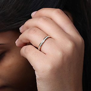 IGI Certified 14k White Gold 1/2CT TDW All-Around Diamond Stackable Eternity Wedding Band by Diamond Hub Love Gift for Women(H-I,I2)