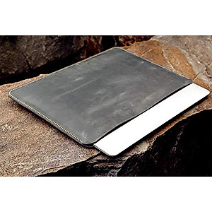 Grey leather macbook pro 13 15 inch case sleeve, gray leather macbook air 11 13 inch case sleeve, leather macbook 12 inch case MACX09S