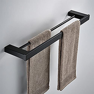 Towel Racks, Towel Rail for Bathroomwall Mounted Sus Double Towel Bars,Bathroom Towel Hanger,Bathroom Accessories Hand Towel Holder/Chrome/a (Black a)